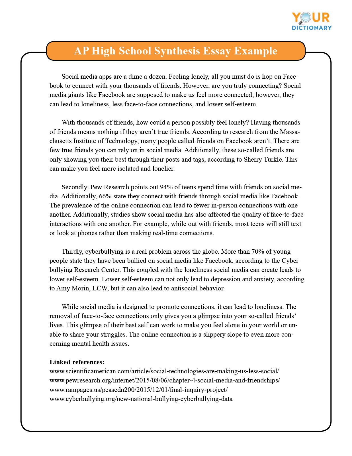 Well Written Synthesis Essay Examples