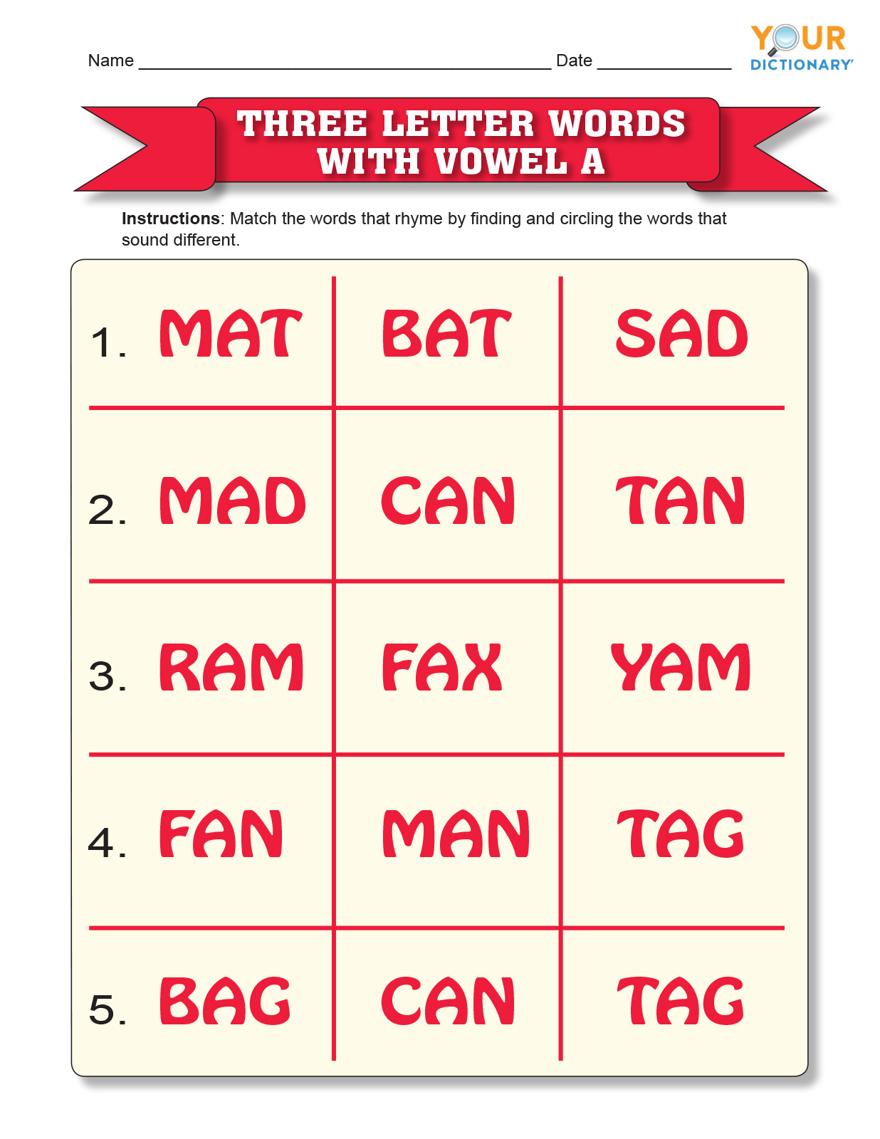 3 Letter Spelling Words For Kindergarten Printable Form Templates 